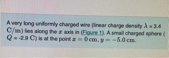 Solved A very long uniformly charged wire (linear charge | Chegg.com