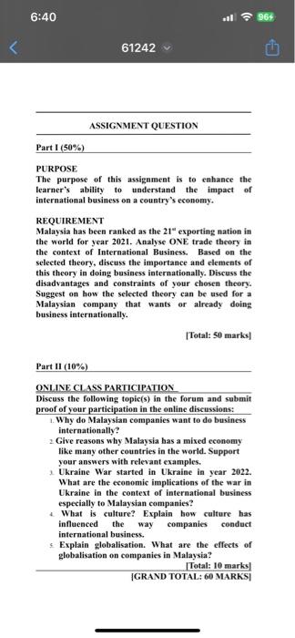 Solved ASSIGNMENT QUESTION Part I (50%) PURPOSE The purpose | Chegg.com
