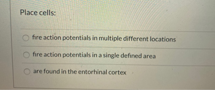 Solved Place cells: fire action potentials in multiple | Chegg.com
