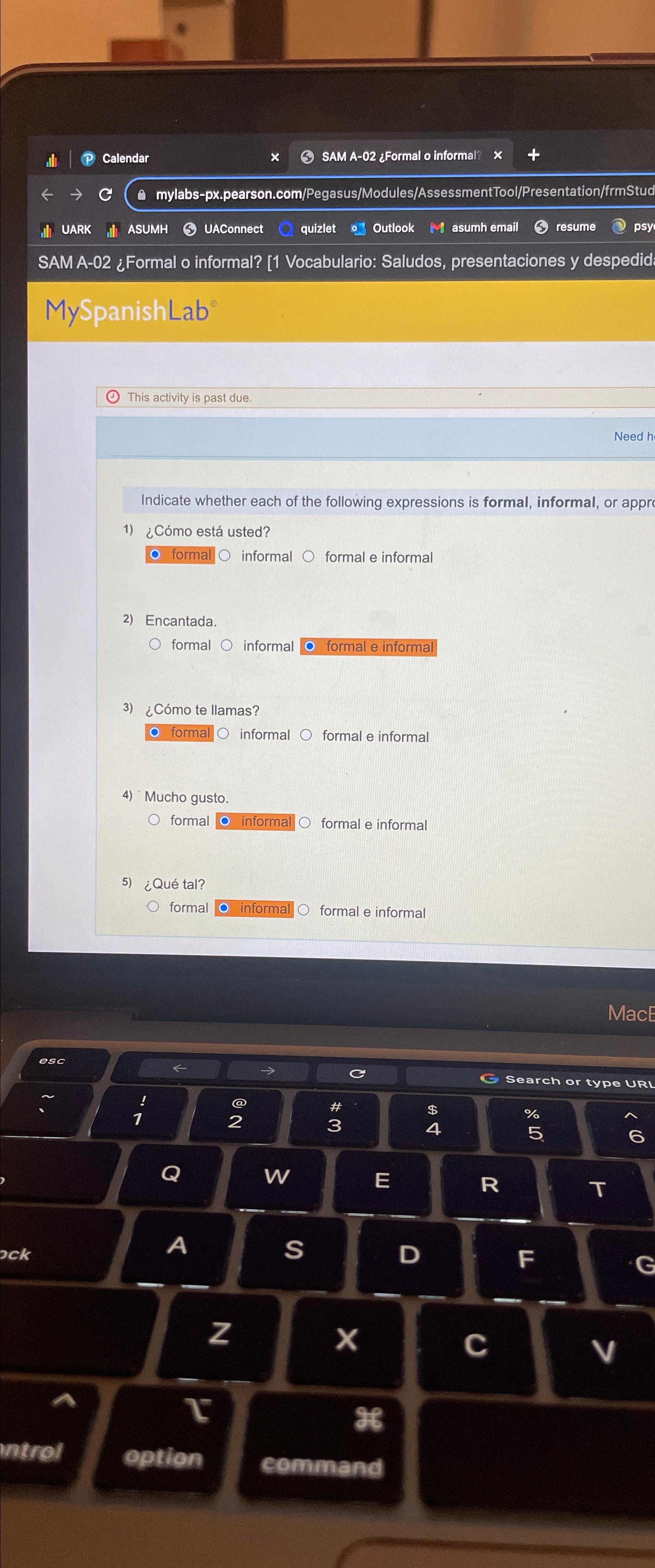 Solved SAM A-02 ¿Formal o informal? [1 ﻿Vocabulario: | Chegg.com