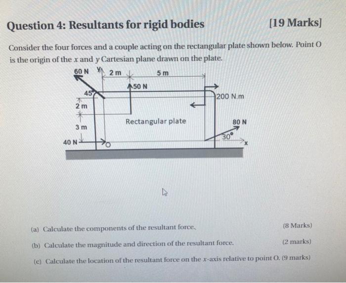 Solved Question 4: Resultants for rigid bodies [19 Marks) | Chegg.com