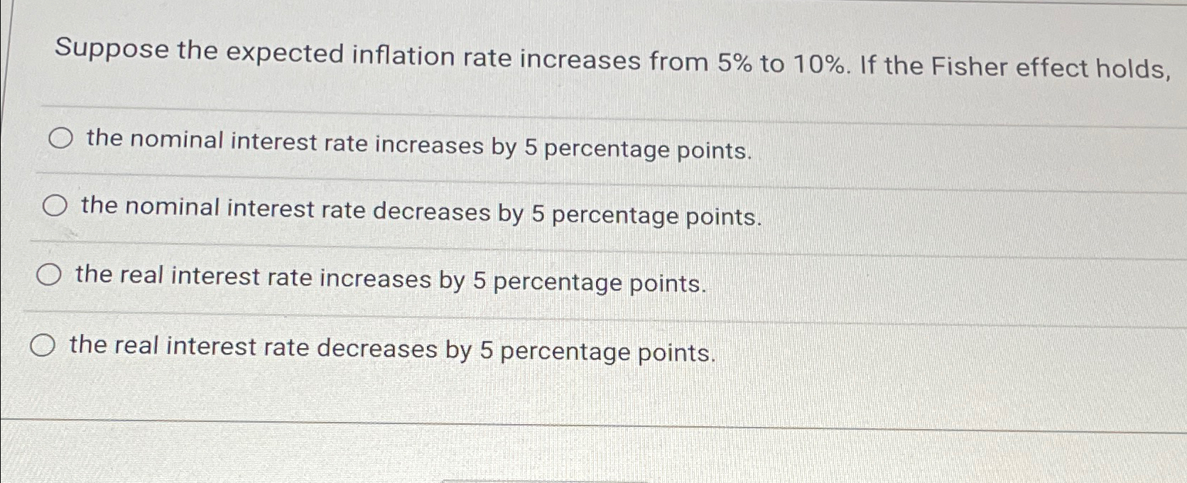 Solved Suppose the expected inflation rate increases from 5% | Chegg.com