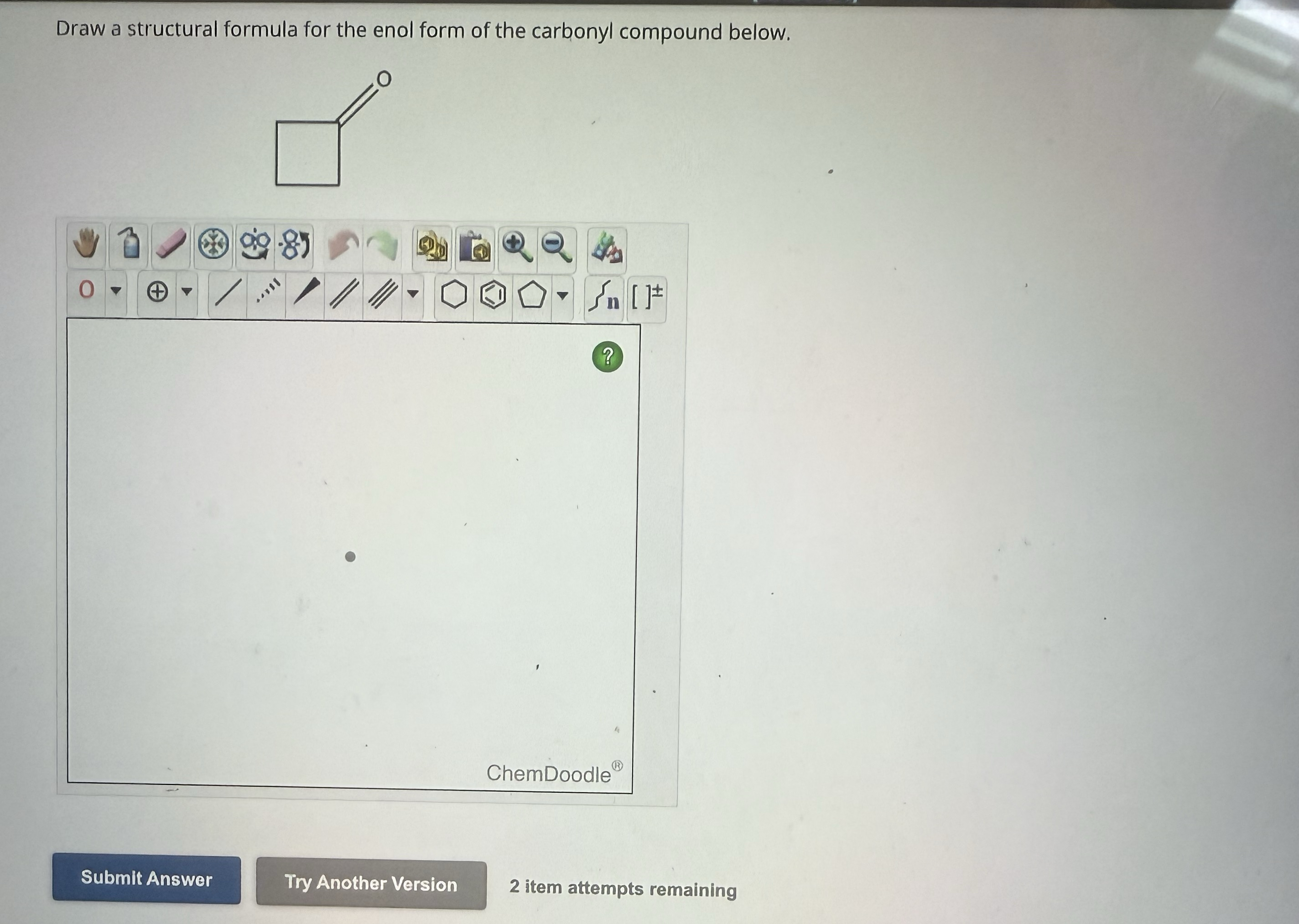 Solved Draw a structural formula for the enol form of the | Chegg.com