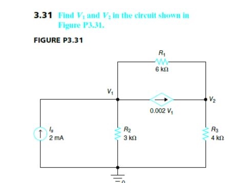 Solved 3.29 Find and V, in the circuit shown in Figure | Chegg.com