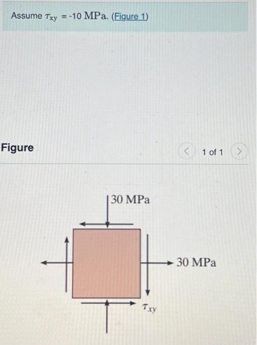 Solved Assume τxy=−10MPa FigureUse Mohr's circle to | Chegg.com