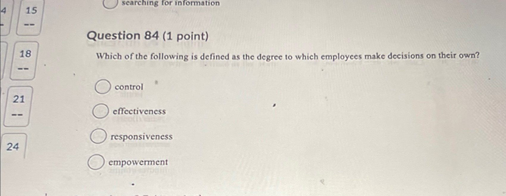 Solved 15scarching for informationQuestion 84 (1 | Chegg.com