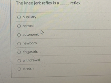 Solved The knee jerk reflex is a | Chegg.com