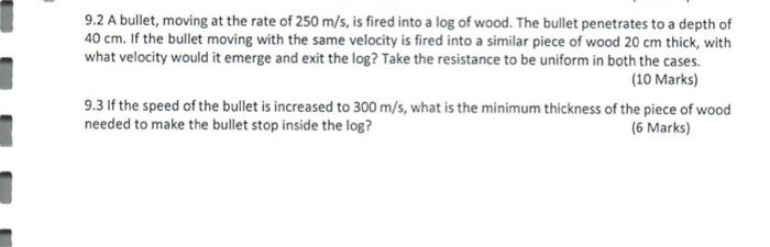 Solved solve using linear equations a)A bullet, moving at | Chegg.com
