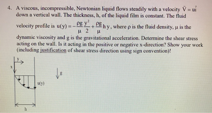 Solved 4. A viscous, incompressible, Newtonian liquid flows | Chegg.com