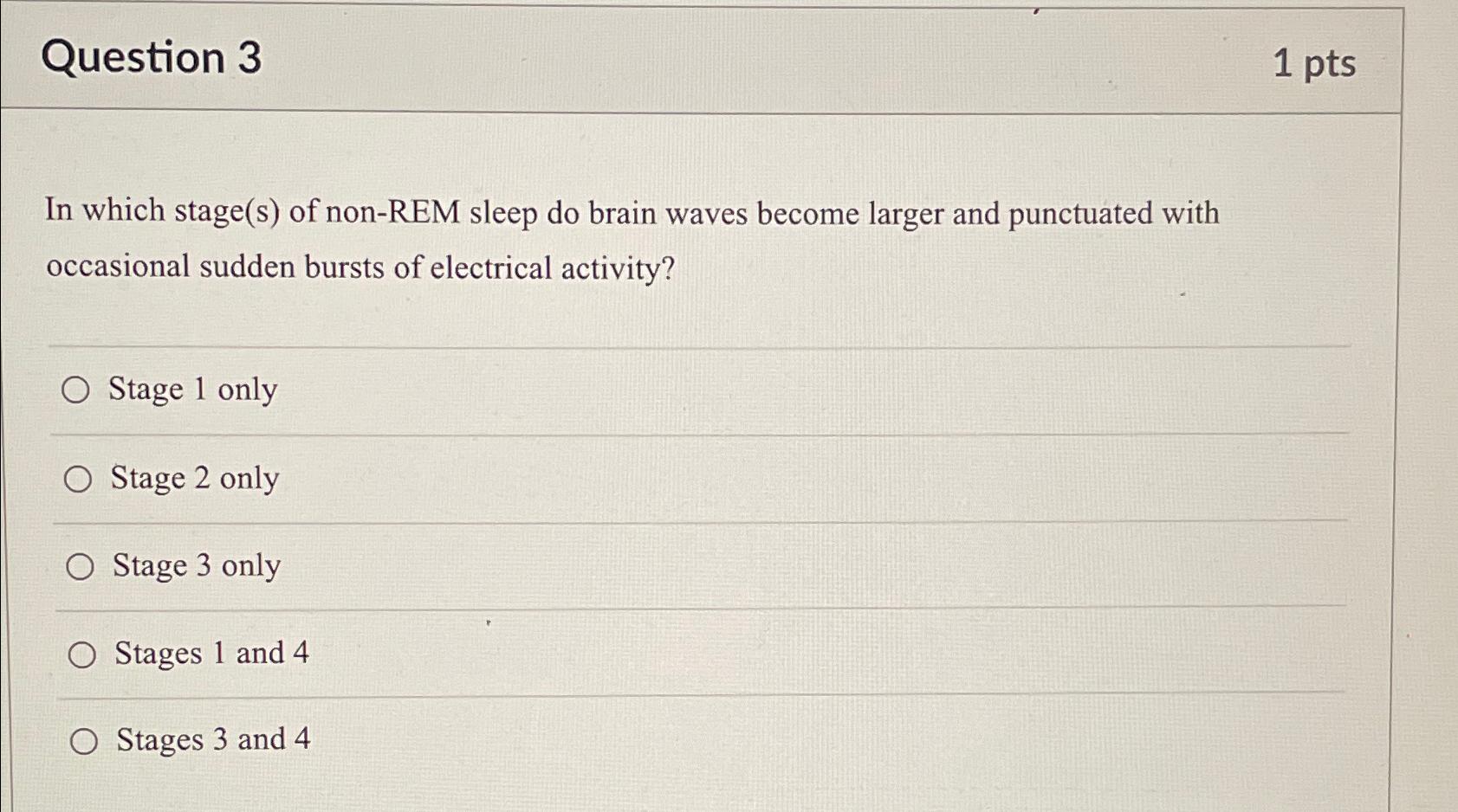 Solved Question 31 ﻿ptsIn which stage(s) ﻿of non-REM sleep | Chegg.com