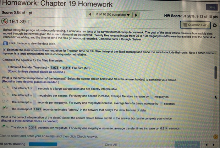 Solved Homework: Chapter 19 Homework Save Score: 0.84 of 1 | Chegg.com