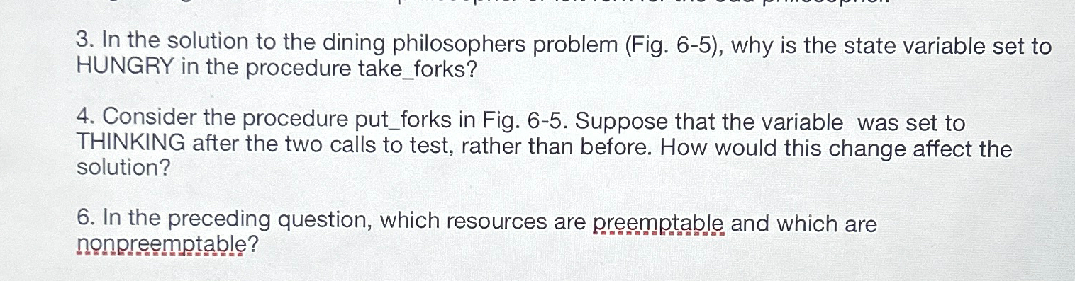 Solved In the solution to the dining philosophers problem | Chegg.com