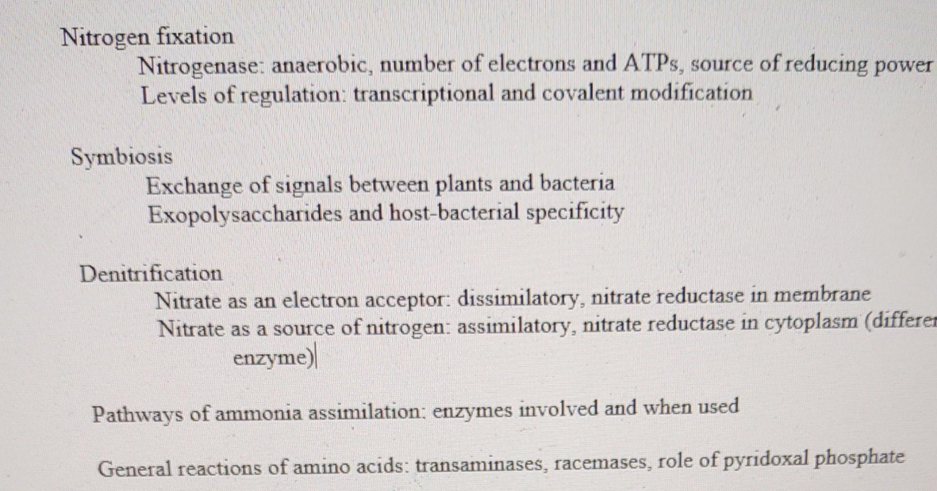 Solved Nitrogen fixation Nitrogenase: anaerobic, number of | Chegg.com