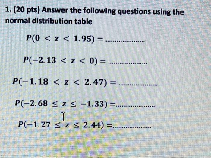 Solved 1. (20 pts) Answer the following questions using the | Chegg.com