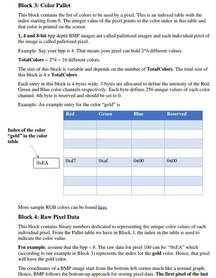 For this program, you will implement a BMP image | Chegg.com