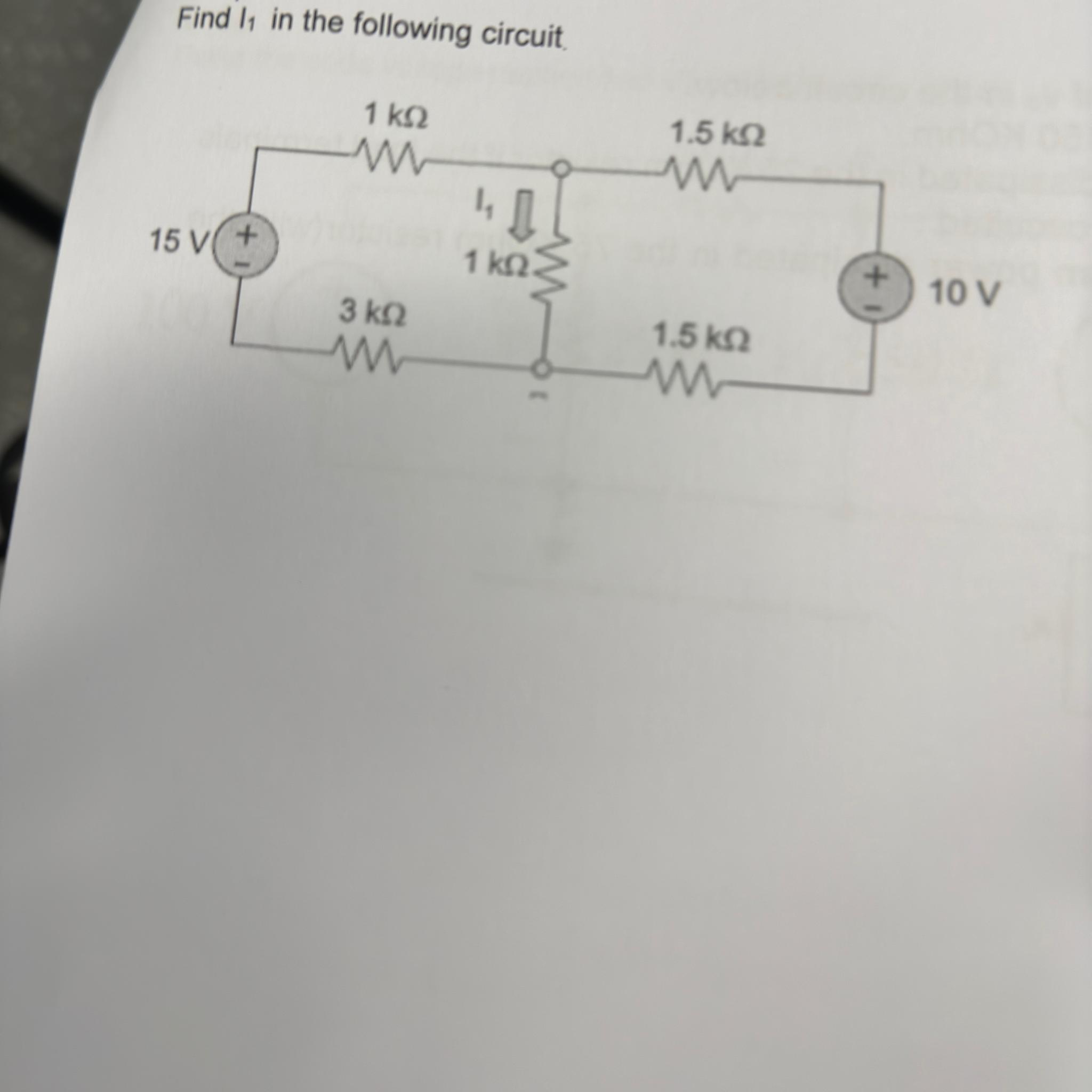 Solved Find l1 ﻿in the following circuit | Chegg.com