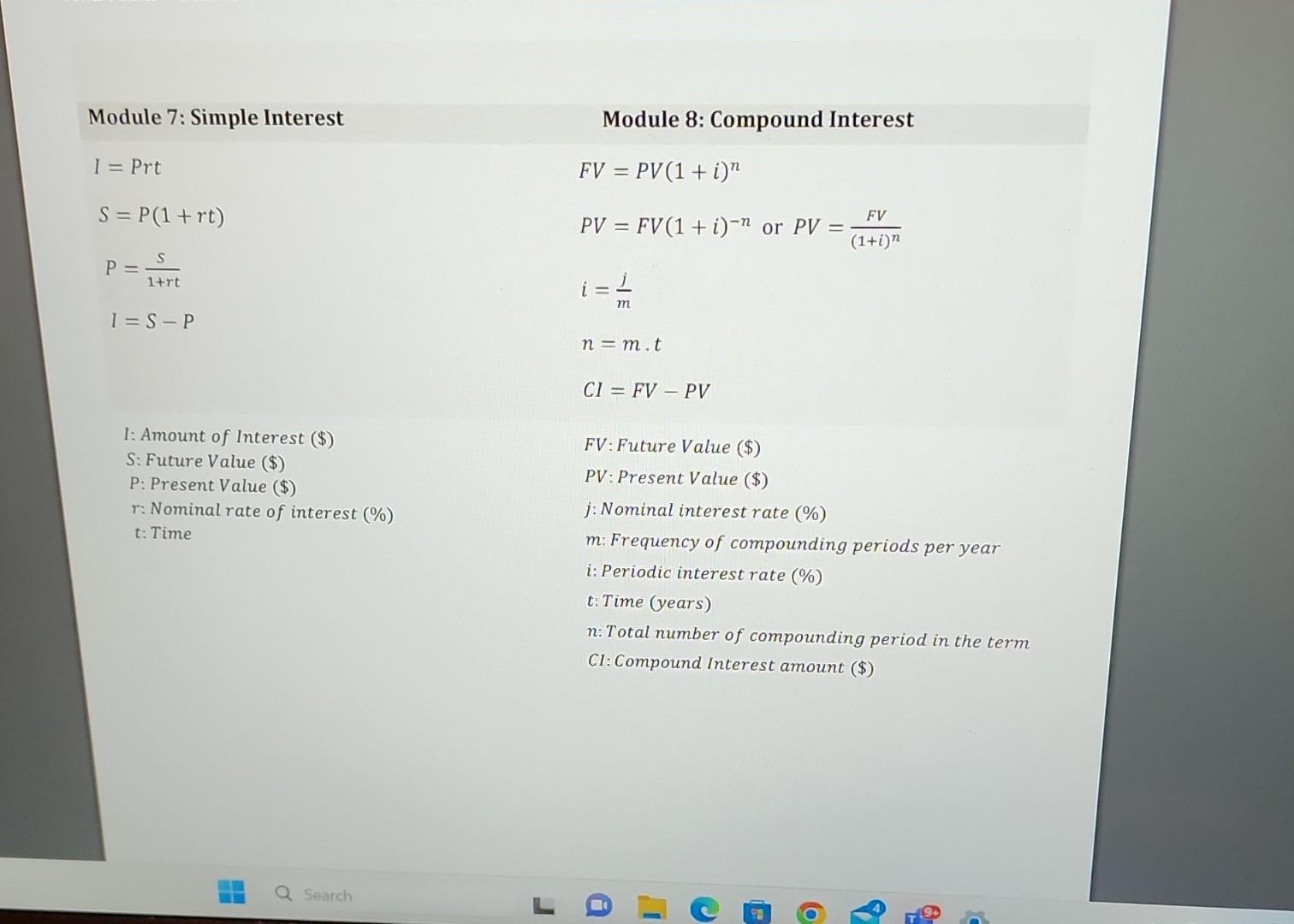 Solved Module 7: Simple Interest I=PrtS=P(1+rt)P=1+rtsI=S−P | Chegg.com