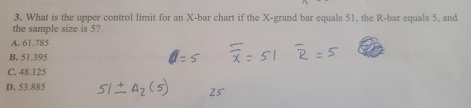 Solved 3. What is the upper control limit for an X-bar chart | Chegg.com