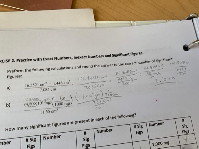 Solved 14.9041 RCISE 2. Practice with Exact Numbers, Inexact | Chegg.com