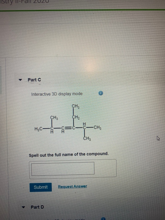 Solved Part C Interactive 3D display mode 0 CH, CH . CH2 HEC | Chegg.com