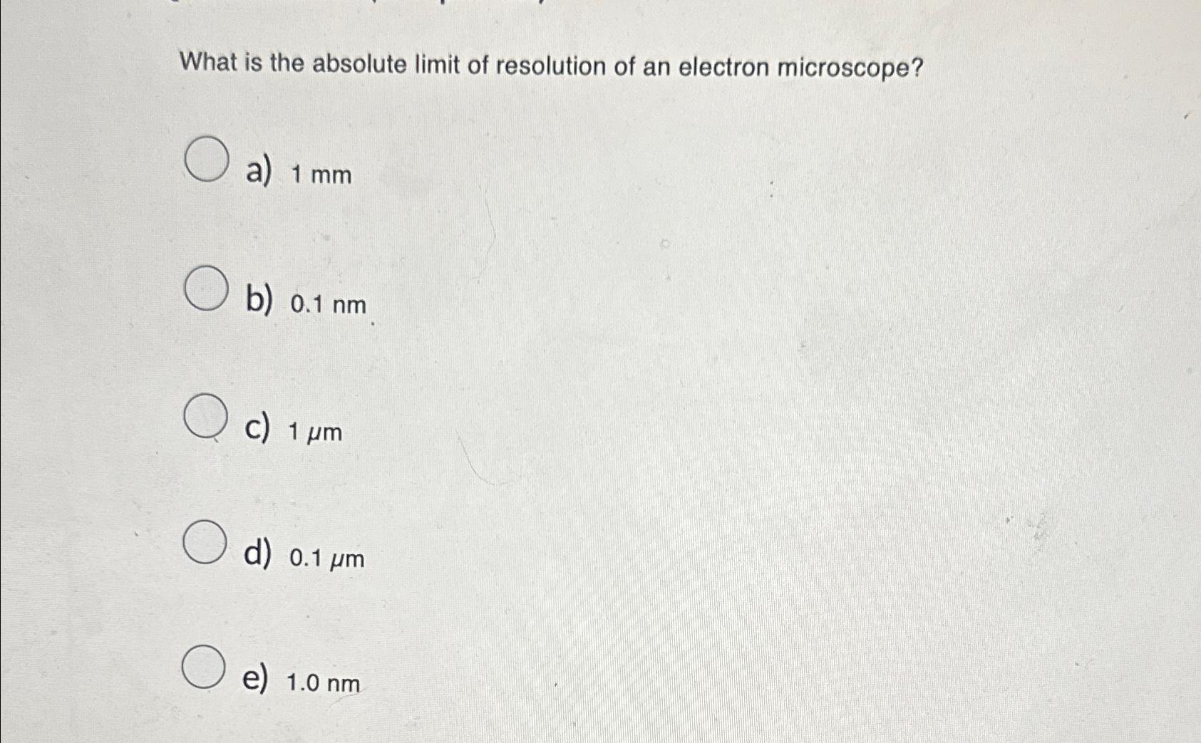 Solved What is the absolute limit of resolution of an | Chegg.com