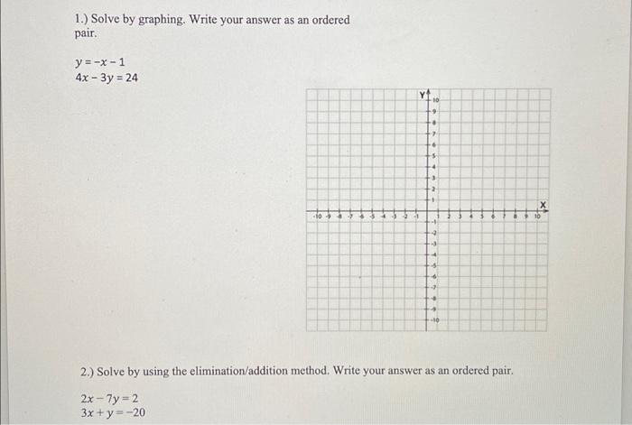 Solved 1.) Solve by graphing. Write your answer as an | Chegg.com