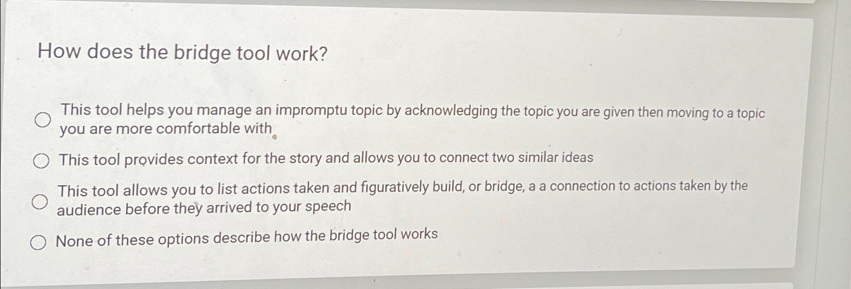 Solved How does the bridge tool work?This tool helps you | Chegg.com