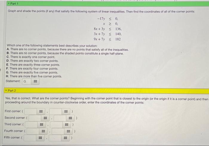 Solved = - Part 1 Graph and shade the points (if any) that | Chegg.com