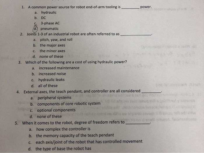 Solved 1. A common power source for robot end-of-arm tooling | Chegg.com