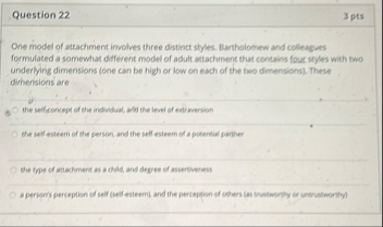 Solved Question 223 ﻿ptsOne model of attachment implees | Chegg.com