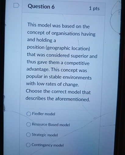 Solved Question 61 ﻿ptsThis model was based on the concept | Chegg.com