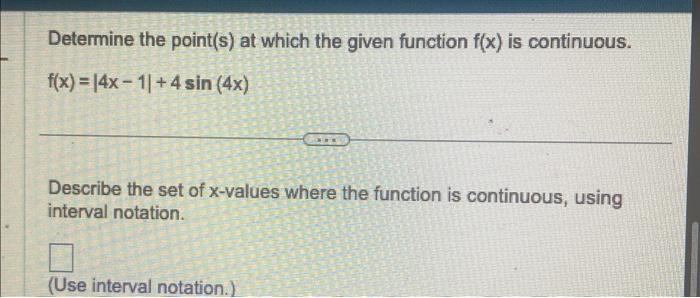 Solved Determine the point(s) at which the given function | Chegg.com