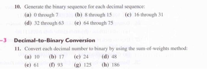 Solved 10 Generate The Binary Sequence For Each Decimal