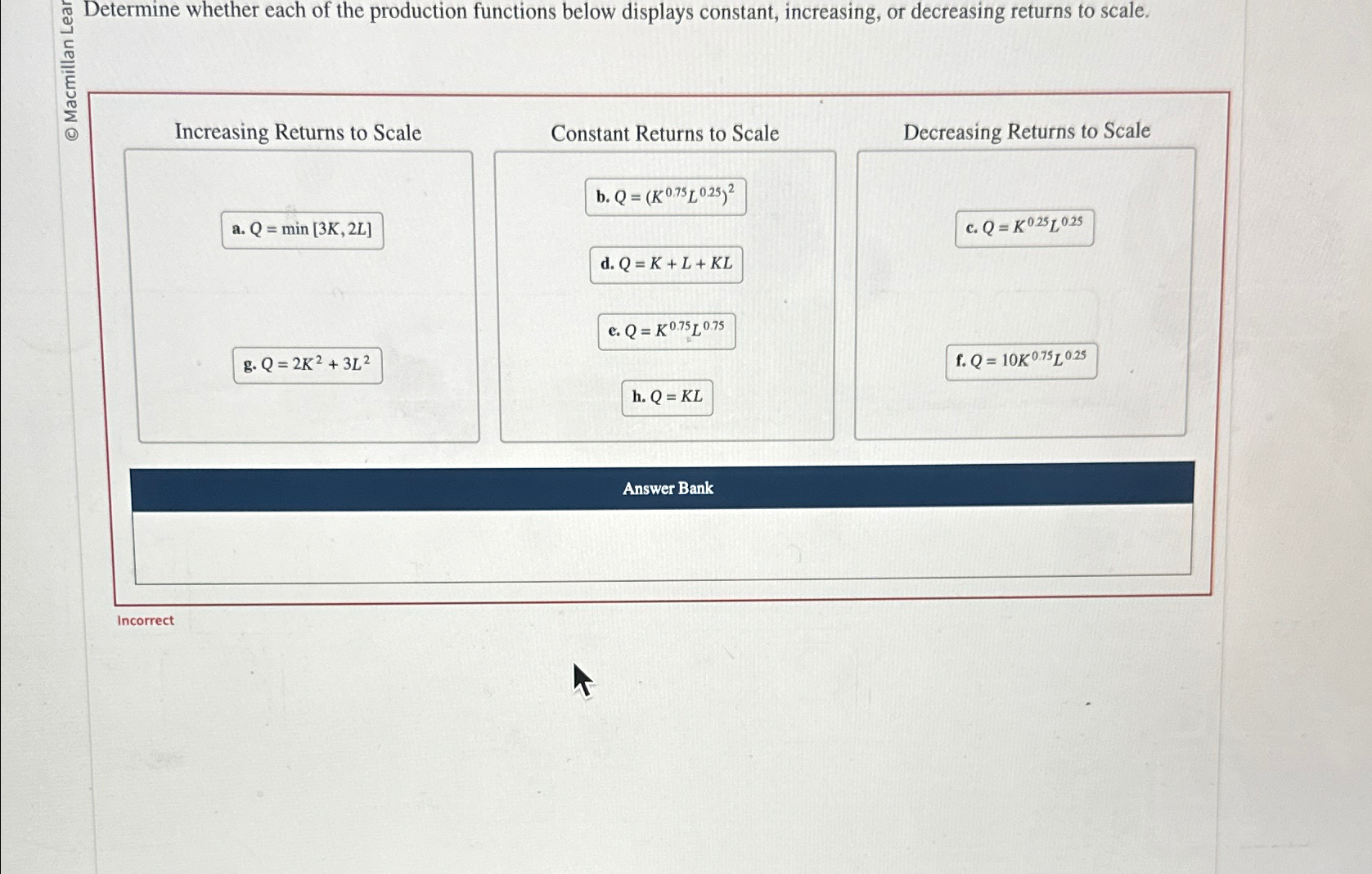 Solved Determine whether each of the production functions | Chegg.com