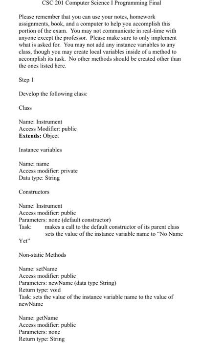 Solved CSC 201 Computer Science I Programming Final Please | Chegg.com