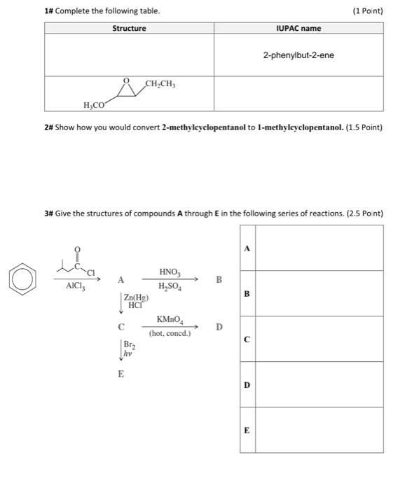 Solved 1# Complete the following table. (1 Point) 2# Show | Chegg.com