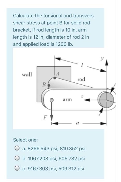 Solved Calculate the torsional and transvers shear stress at | Chegg.com