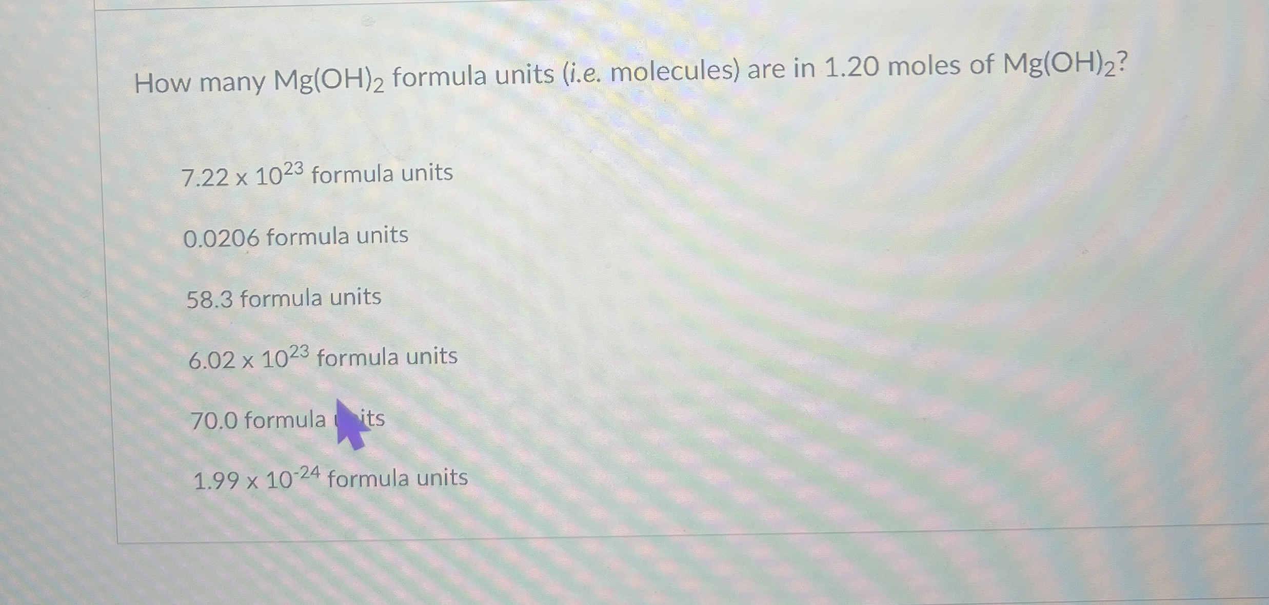 Solved How many Mg(OH)2 ﻿formula units (i.e. ﻿molecules) | Chegg.com