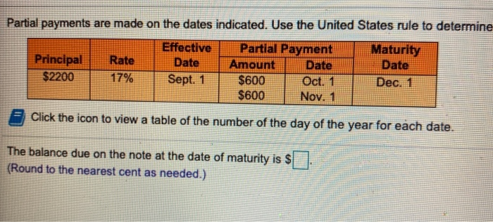 Solved Partial payments are made on the dates indicated. Use | Chegg.com