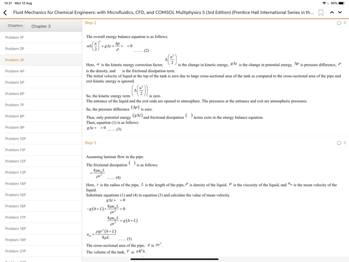 Solved 14:21 Mon 12 Aug Fluid Mechanics for Chemical | Chegg.com