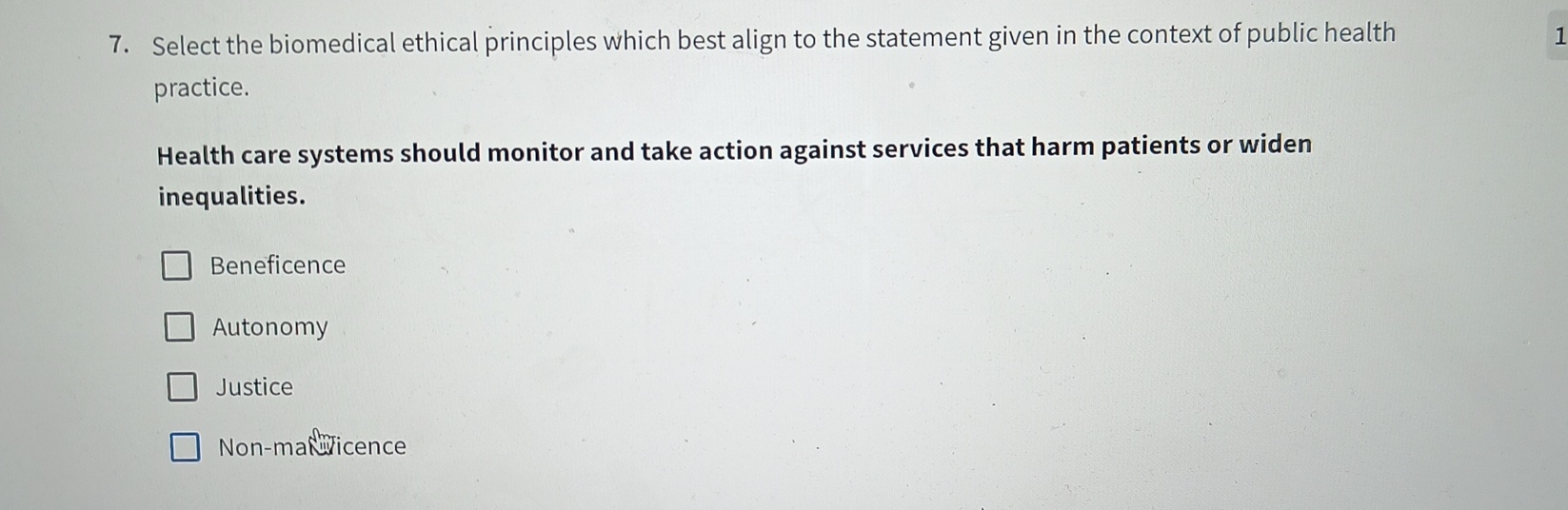 Solved Select the biomedical ethical principles which best | Chegg.com