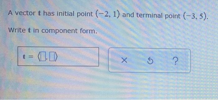 Solved A vector t has initial point (-2, 1) and terminal | Chegg.com