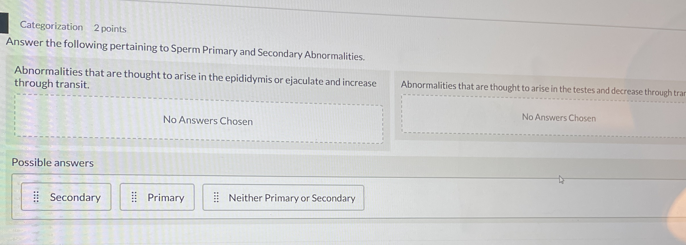 Solved Categorization 2 ﻿pointsAnswer the following | Chegg.com
