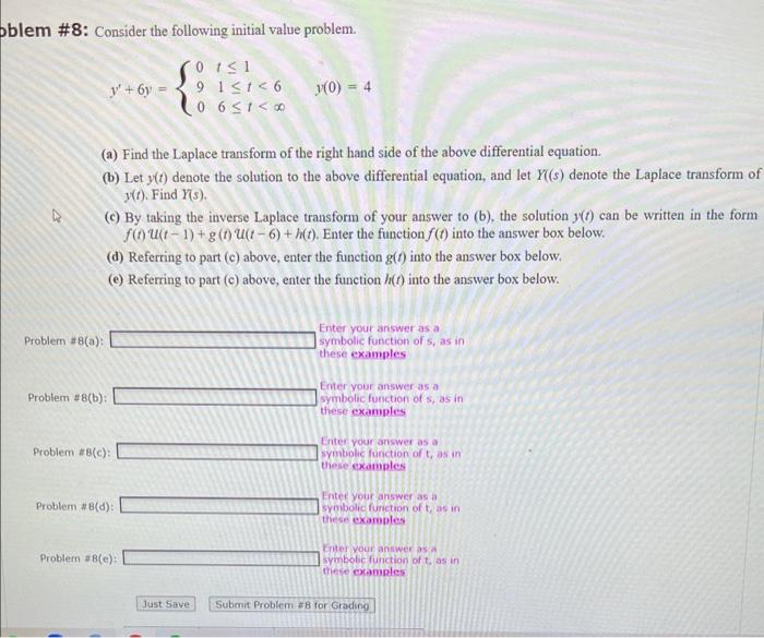 Solved blem \#8: Consider the following initial value | Chegg.com