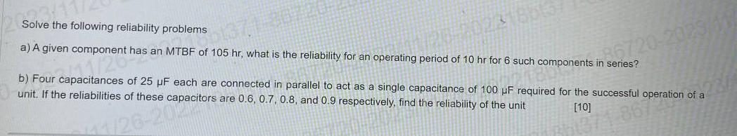 Solved Solve the following reliability problems a) A given | Chegg.com