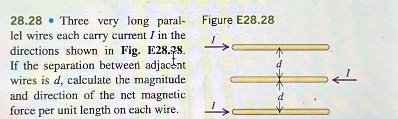 Solved 28.28 - ﻿Three very long parallel wires each carry | Chegg.com