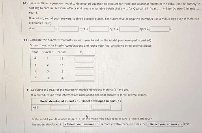 Consider the following time series data. Quarter 1 2 | Chegg.com