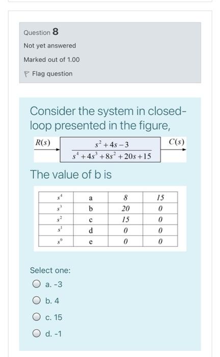 Solved Question 8 Not yet answered Marked out of 1.00 P Flag | Chegg.com Solved Question 8 Not yet answered Marked out of 1.00 P Flag | Chegg.com