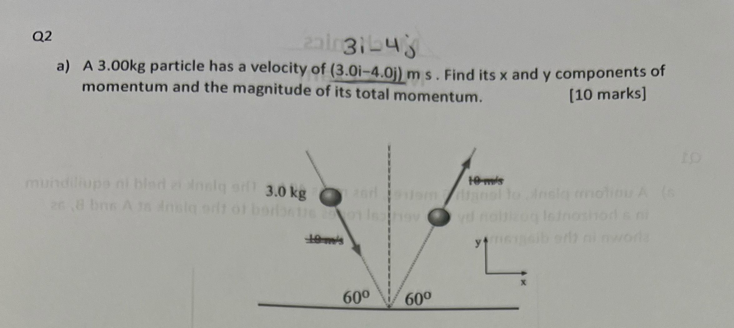Solved Q23i-4ja) ﻿A 3.00kg ﻿particle has a velocity of | Chegg.com