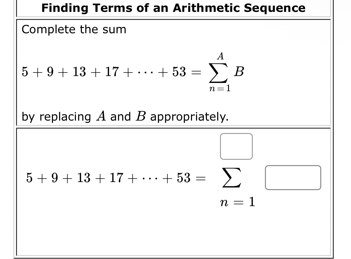 Solved Finding Terms of an Arithmetic SequenceComplete the | Chegg.com